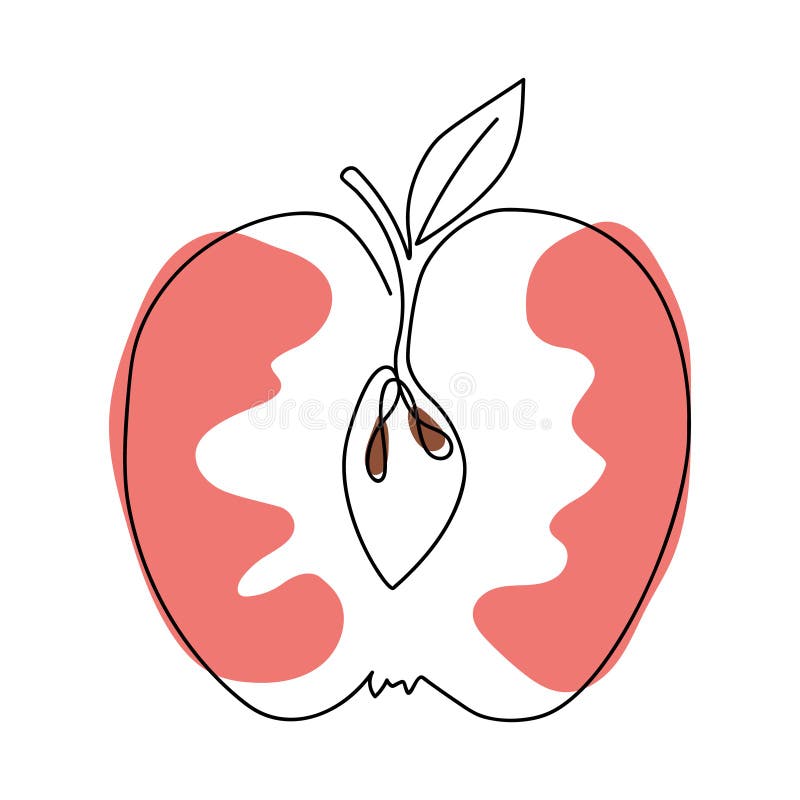 Single Line Apple Illustration, Simple Minimalistic Isolated Contour ...