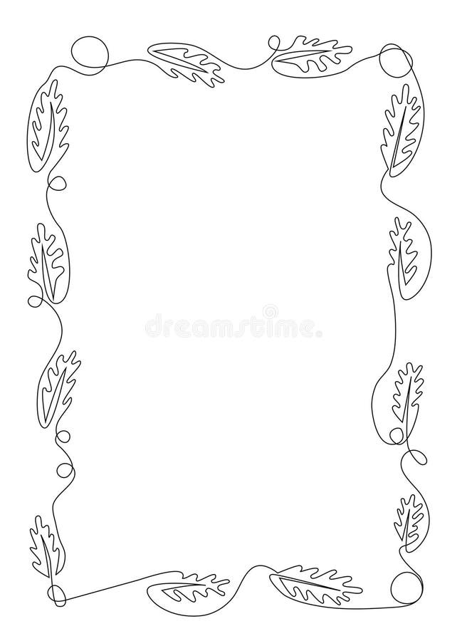 Single Line Art Floral Pattern Border Frame Stock Vector - Illustration ...