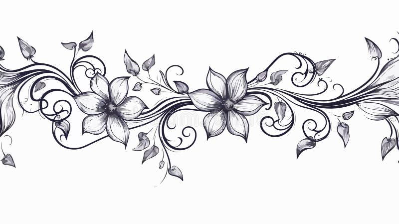 A Single-line Art Floral Pattern Border Frame, Offering a Minimalist ...