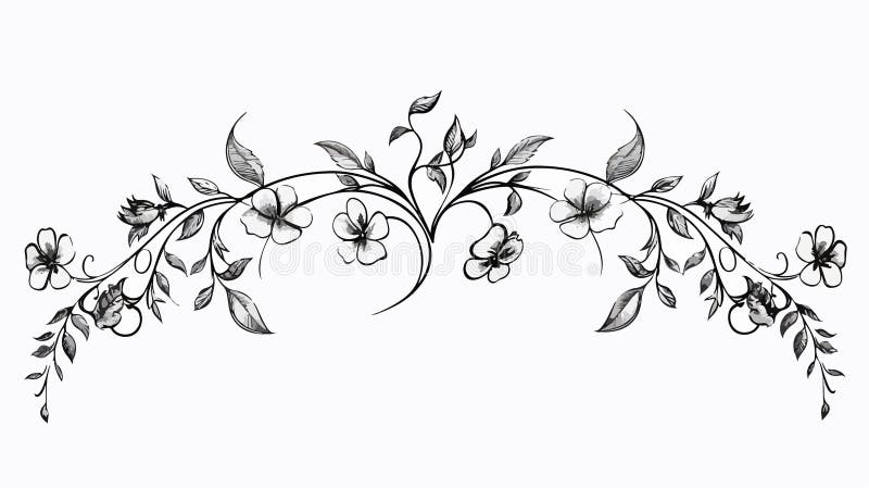 A Single-line Art Floral Pattern Border Frame, Offering a Minimalist ...