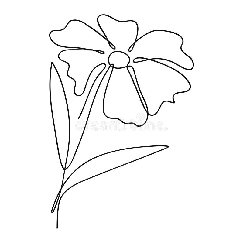Single Line Art Vector Flower Illustration.One Continuous Line Art ...