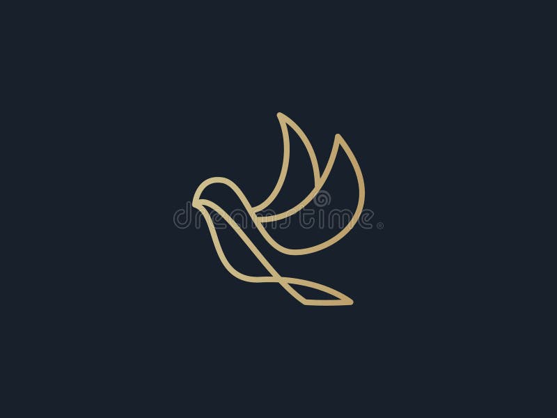Single Line Bird Logo Design . Luxury Bird Logo in Gold Color Stock ...