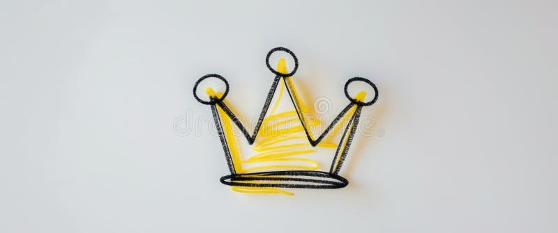 Single Line Black and Yellow Crayon Doodle of Kids Crown Stock Image ...