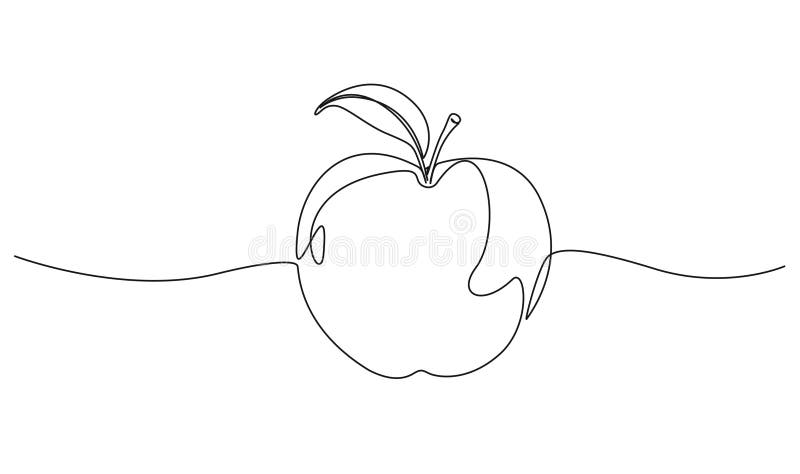 Single Line Drawing of an Apple Stock Vector - Illustration of design ...