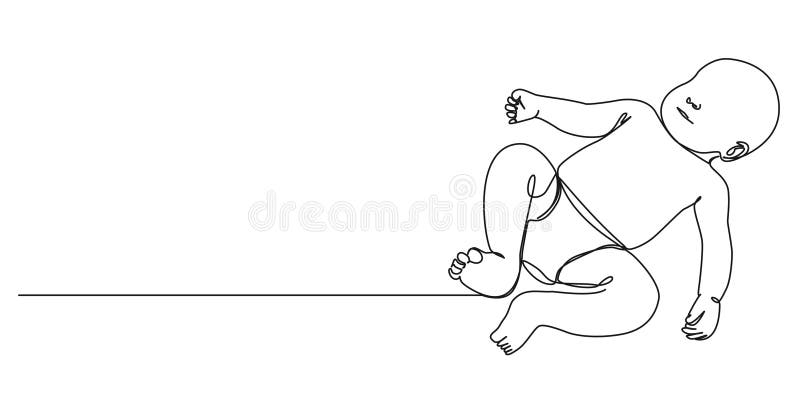Single Line Drawing of Baby Lying on Its Back Stock Vector ...