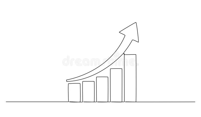 Single Line Drawing of Business Growth Chart with Arrow Stock Vector ...