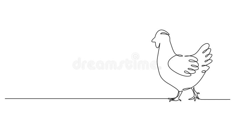 Single Line Drawing of a Chicken Stock Vector - Illustration of fowl ...