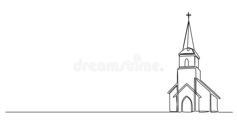 Single Line Drawing of a Church Building Stock Illustration ...