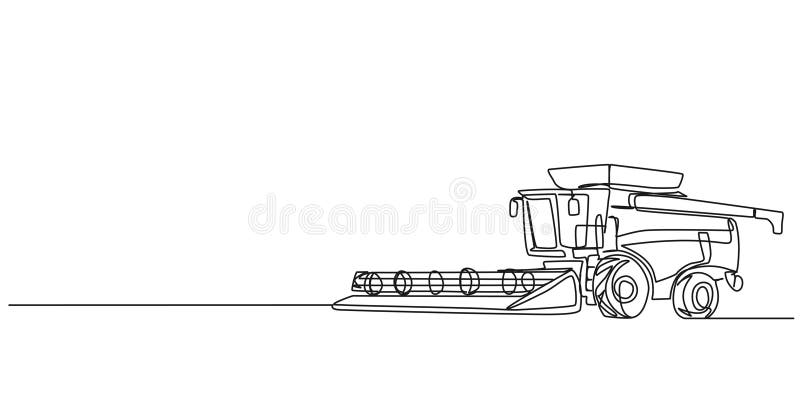 Single Line Drawing of Combine Harvester Stock Illustration ...