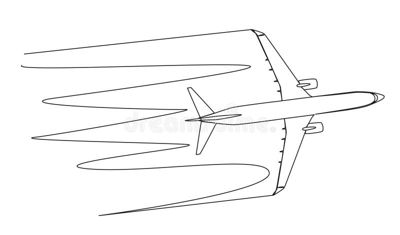 Single Line Drawing of Commercial Airplane Stock Vector - Illustration ...