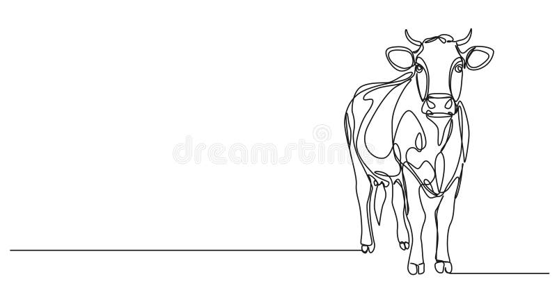 Single Line Drawing of a Cow Stock Vector - Illustration of drawing ...