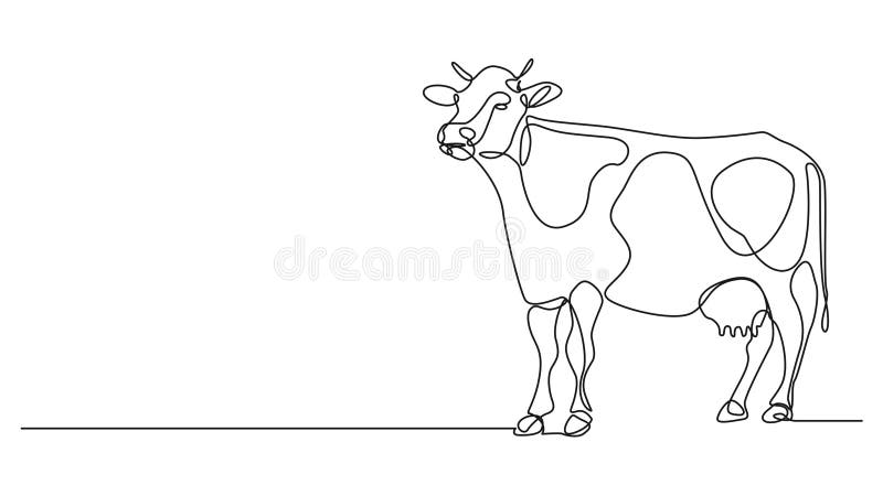 Single Line Drawing of a Dairy Cow Stock Vector - Illustration of ...