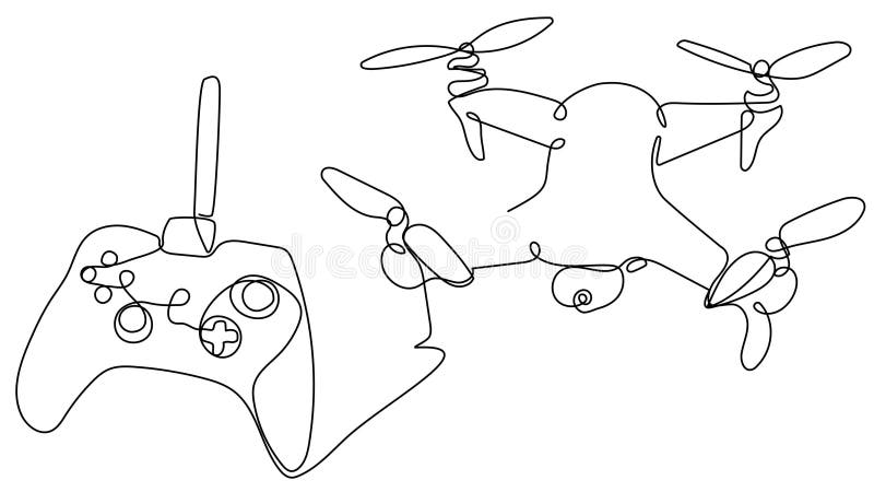 A Single-line Drawing of a Drone and Its Remote Control Stock Video ...