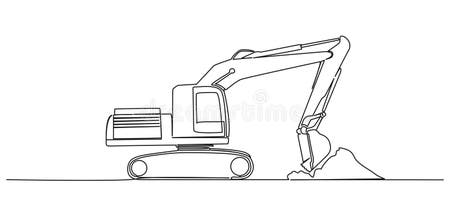 Single Line Drawing of Excavator Stock Vector - Illustration of digging ...