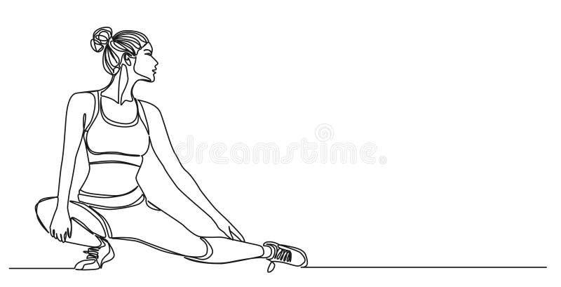 Single Line Drawing of Female Athlete Stretching Stock Illustration ...