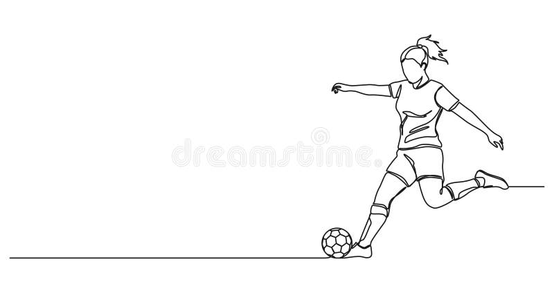 Single Line Drawing of Female Soccer Player Stock Illustration ...