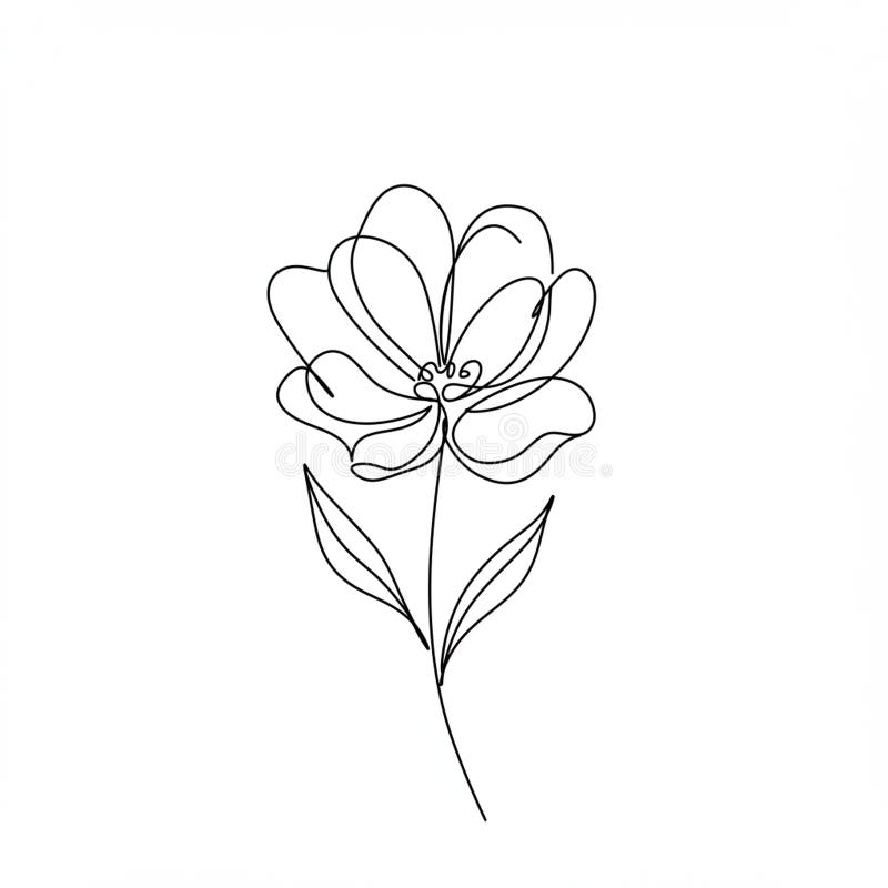 Single-line Drawing of a Flower with an Elegant, Flowing Outline. the ...