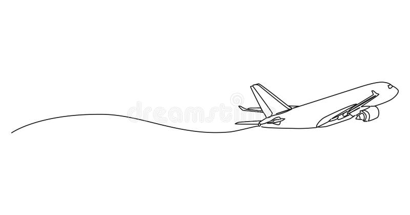 Single Line Drawing of Flying Passenger Plane Stock Illustration ...