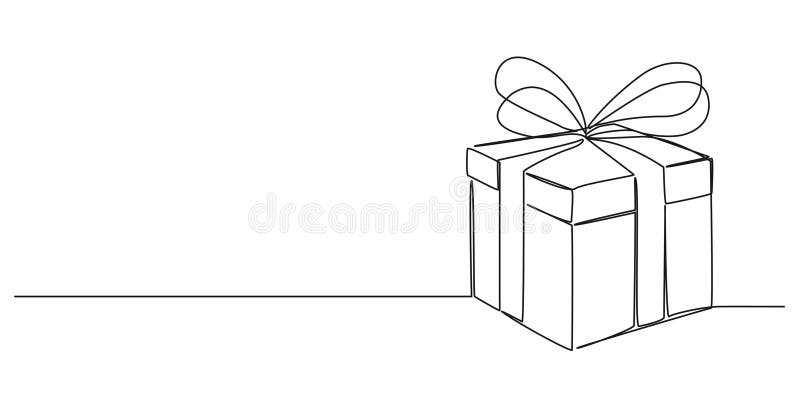 Single Line Drawing of Gift Box Stock Illustration - Illustration of ...
