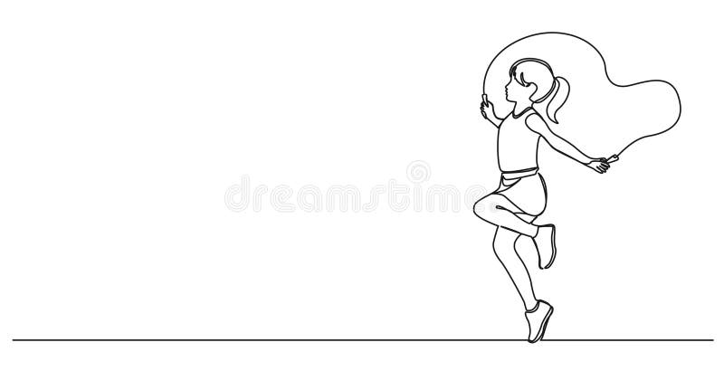 Single Line Drawing of Girl Jumping Rope Stock Vector - Illustration of ...