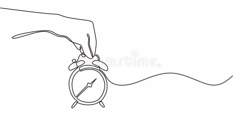 Single Line Drawing Hand Clock. Holding Time Management Focus Vector ...