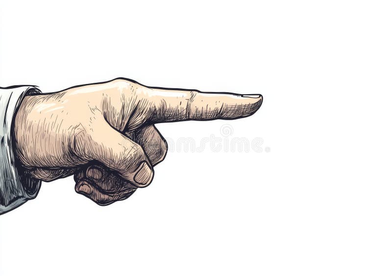 A Single Line Drawing of a Hand-drawn Pointing Finger Stock ...