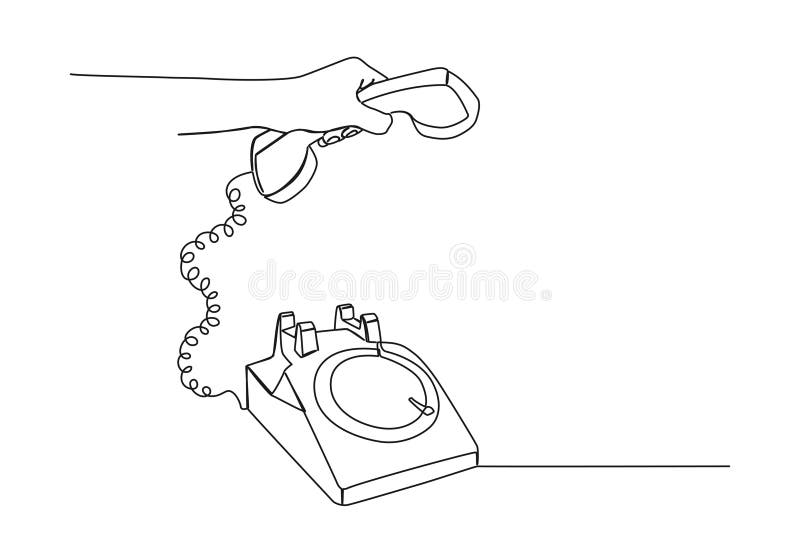 Single Line Drawing of Hand Picking Up Receiver of Rotary Dial ...