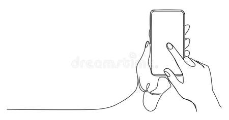 Single Line Drawing of Hands Holding Smartphone Stock Vector ...