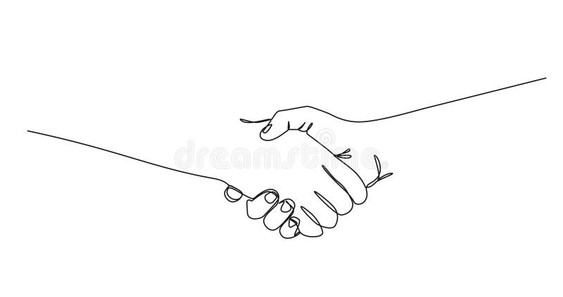 Single Line Drawing of a Handshake Stock Vector - Illustration of ...