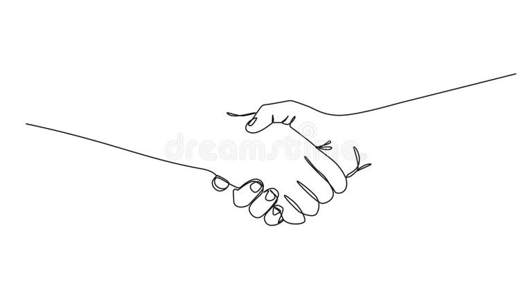 Single Line Drawing of a Handshake Stock Vector - Illustration of ...