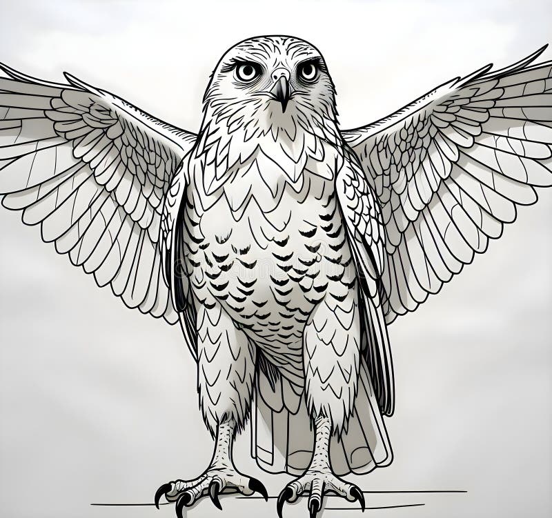 A Single Line Drawing of a Hawk Stock Illustration - Illustration of ...