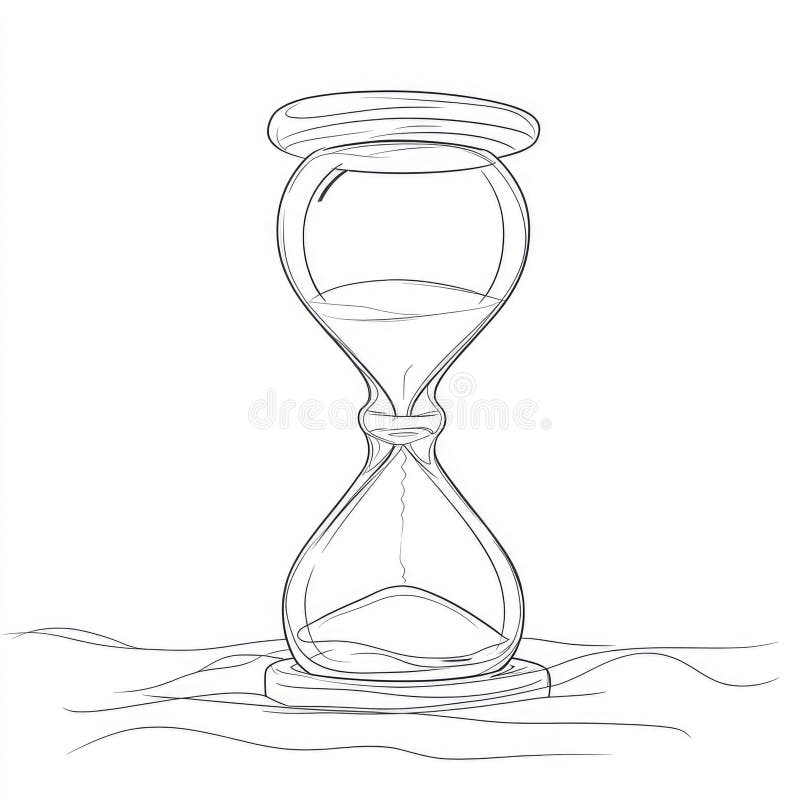 Single Line Drawing of Hourglass in Continuous Motion, Representing ...