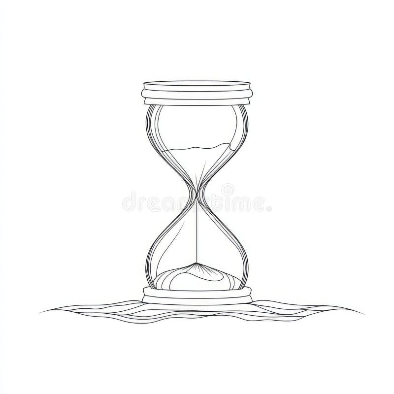 Single Line Drawing of Hourglass in Continuous Motion, Representing ...