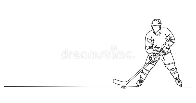 Single Line Drawing of an Ice Hockey Player Stock Illustration ...