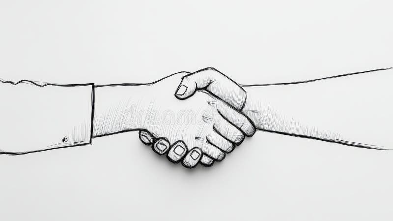 A Single Line Drawing Illustrating a Handshake Symbolizing Partnership ...