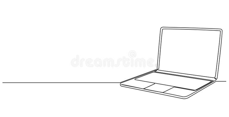 Single Line Drawing of Laptop Computer Stock Vector - Illustration of ...