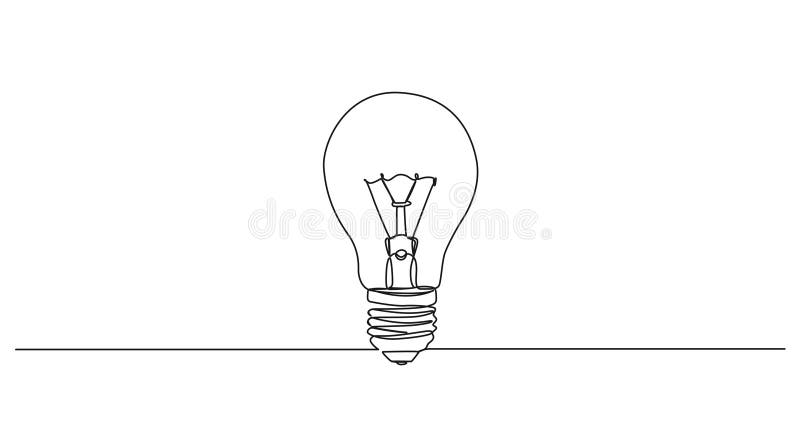 Single Line Drawing of Light Bulb Stock Vector - Illustration of ...