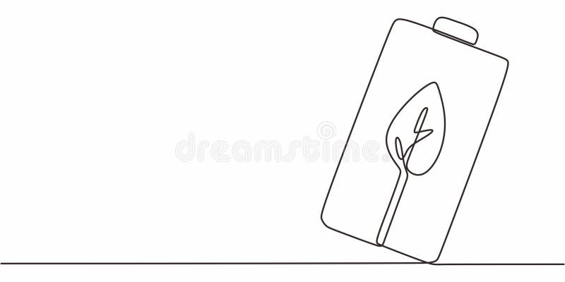 Single Line Drawing Lightbulb Battery. Renewable Sustainable Power ...