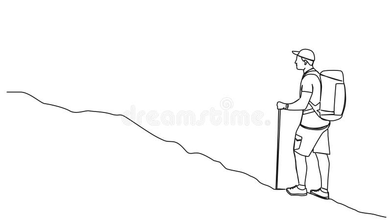 Single Line Drawing Man Hiking Stock Illustrations – 141 Single Line ...