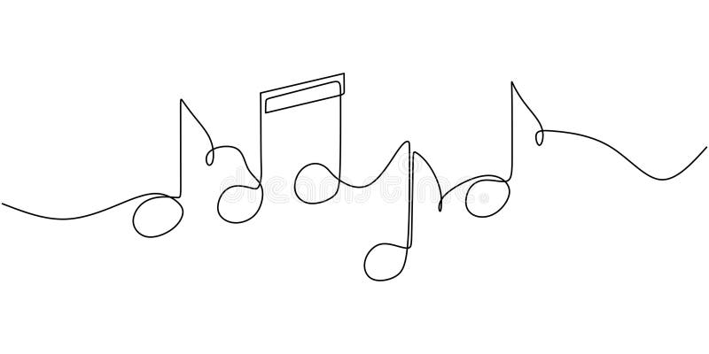 Single Line Drawing of Music Note. Continuous One Hand Drawn Abstract ...