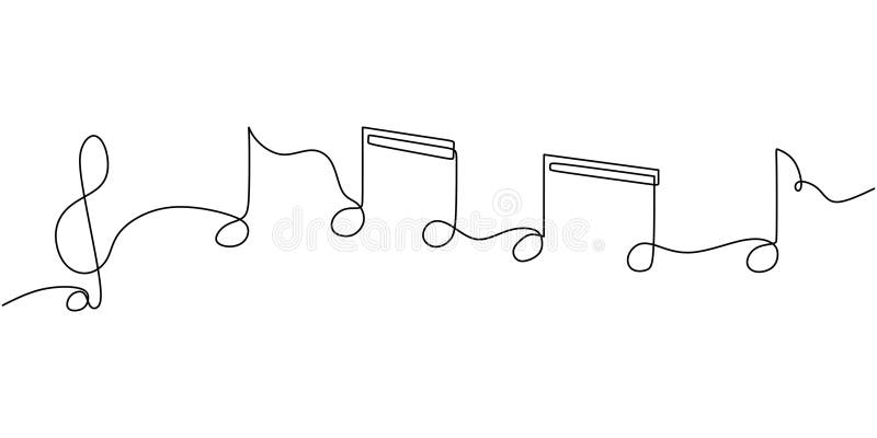 Single Line Drawing of Music Note. Continuous One Hand Drawn Abstract ...