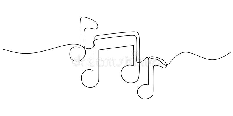 Single Line Drawing of Music Note. Continuous One Hand Drawn Abstract ...