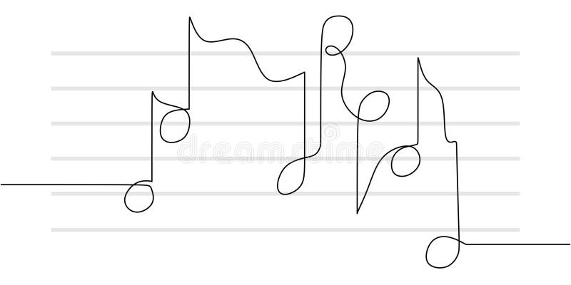 Single Line Drawing of Music Note. Continuous One Hand Drawn Abstract ...