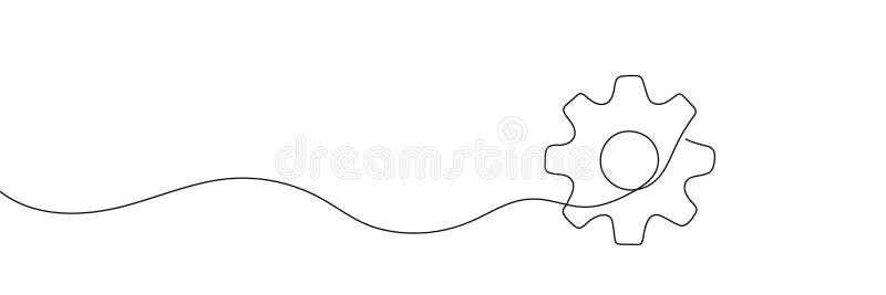 Single Line Drawing with One Gear. One Continuous Line Illustration of ...
