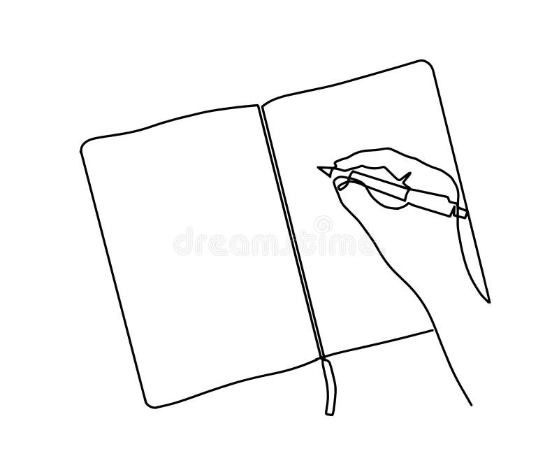 Single Line Drawing of an Open Book with Flying Pages. Drawing ...