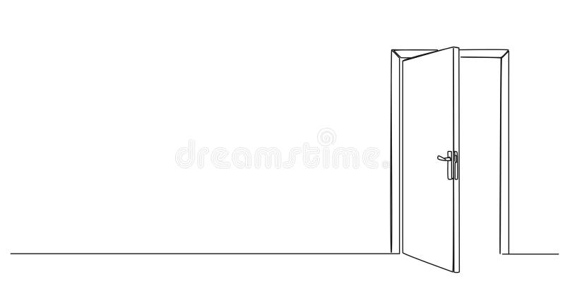 Single Line Drawing of Open Door Stock Vector - Illustration of ...