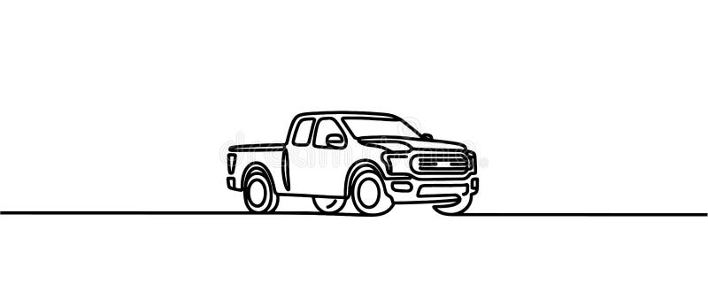Single Line Drawing of a Pickup Truck. One Continuous Line Drawing of a ...