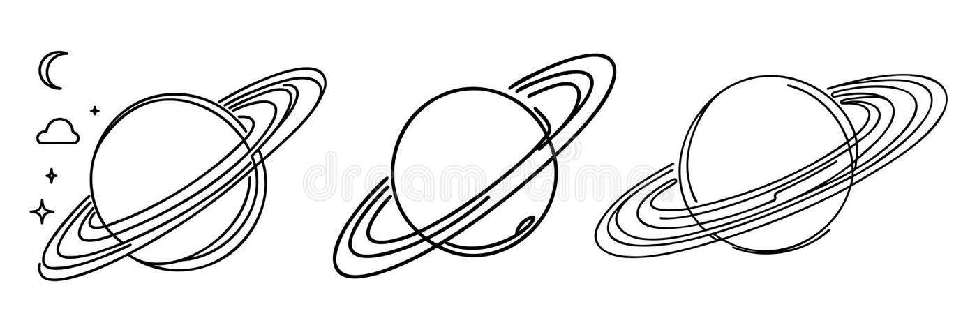 Saturn Planet Line Drawing Space Stock Illustrations – 1,320 Saturn ...