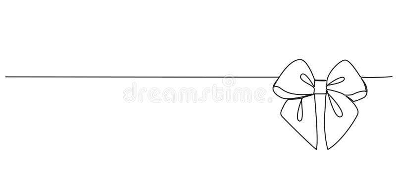 Single Line Drawing of Ribbon and Bow Knot Stock Vector - Illustration ...