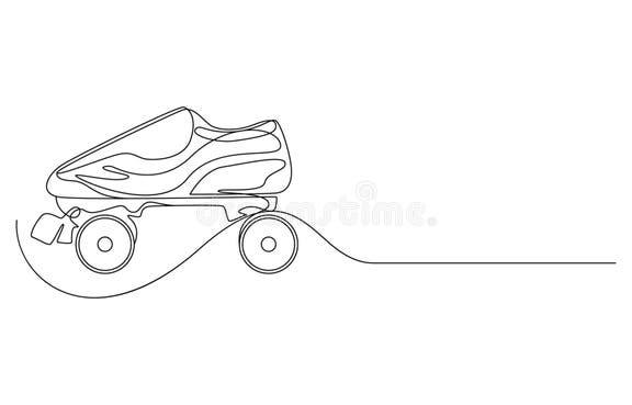 Single Line Drawing of a Roller Skate, Roller Skate in Continuous Line ...